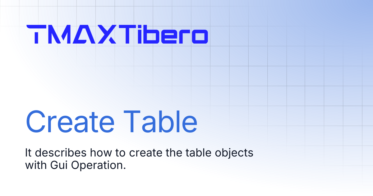 Create Table | En_Tiberostudio Manual