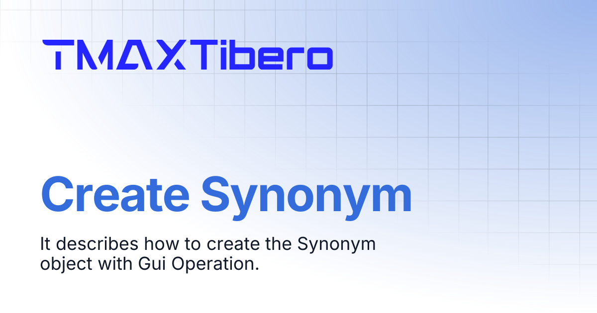 Create Synonym | En_Tiberostudio Manual